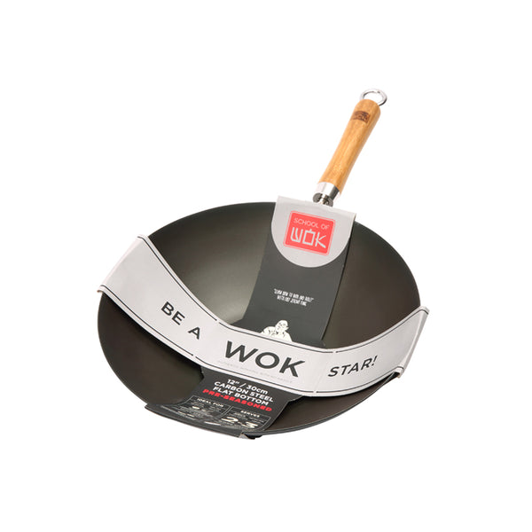 Dexam School of Wok Pre-Seasoned 12" Wok - Abraxas Cookshop