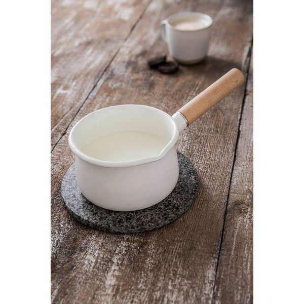 Garden Trading Enamel Milk Pan Warm White - Abraxas Cookshop
