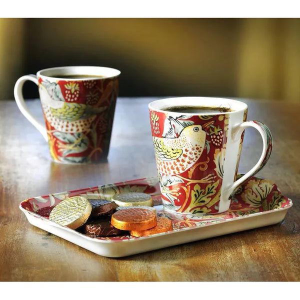Spode, William Morris & Co Strawberry Thief Red -Mug & Tray Set ...